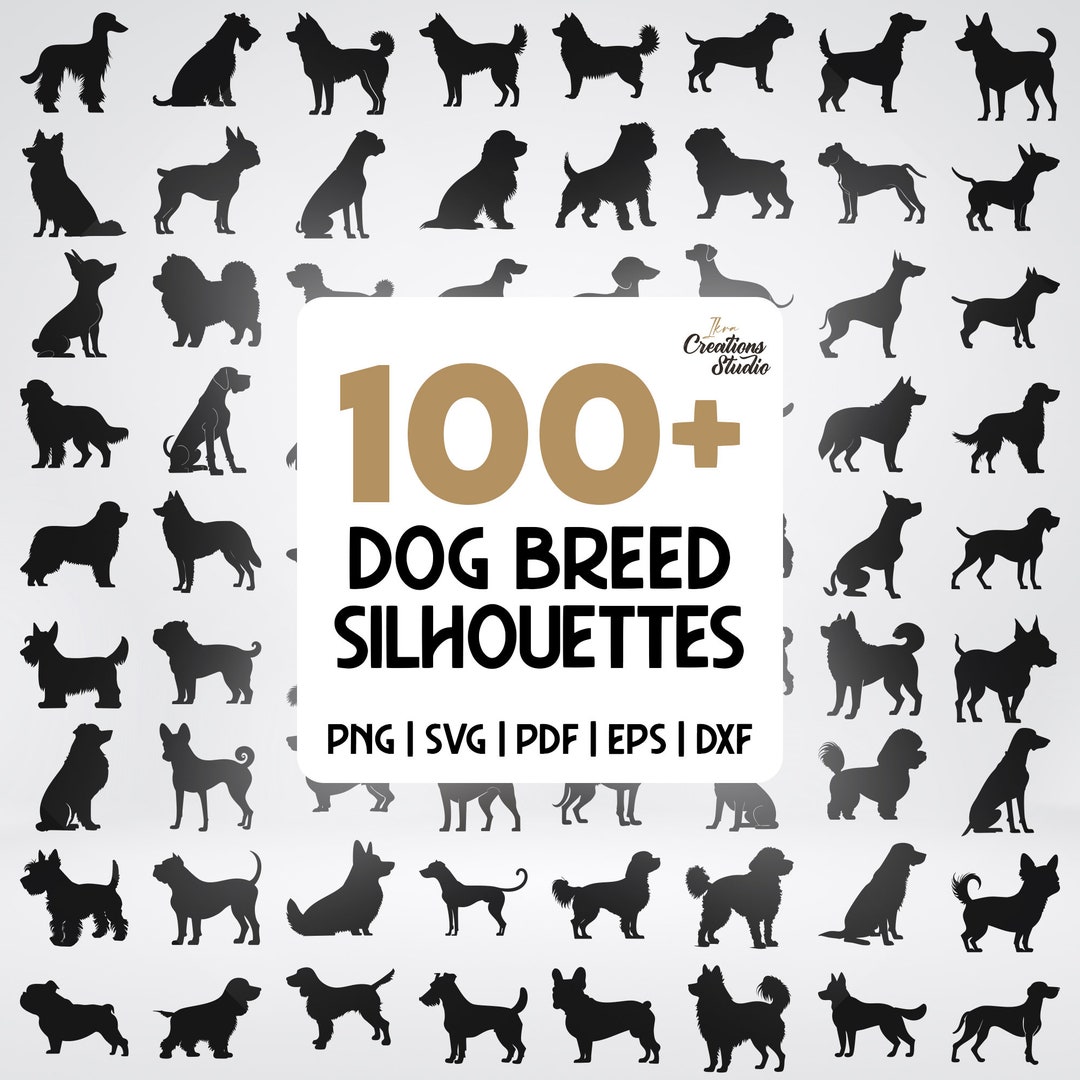 100+ Dog Breed Silhouettes, Personalized Dog Silhouette, Dog Breed SVG ...