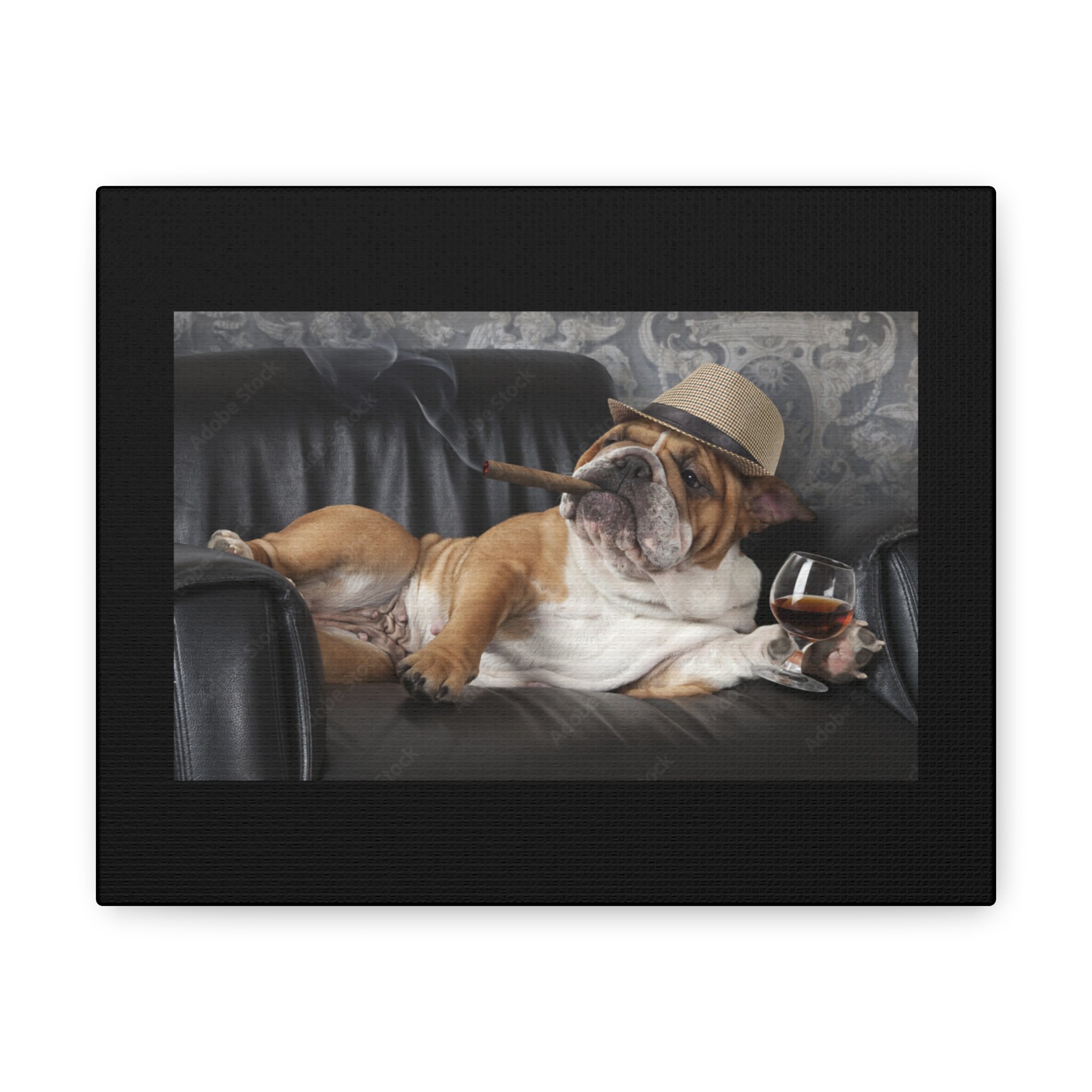 Bulldog Smoking Cigar, Man Cave Canvas Gallery Wraps - Etsy
