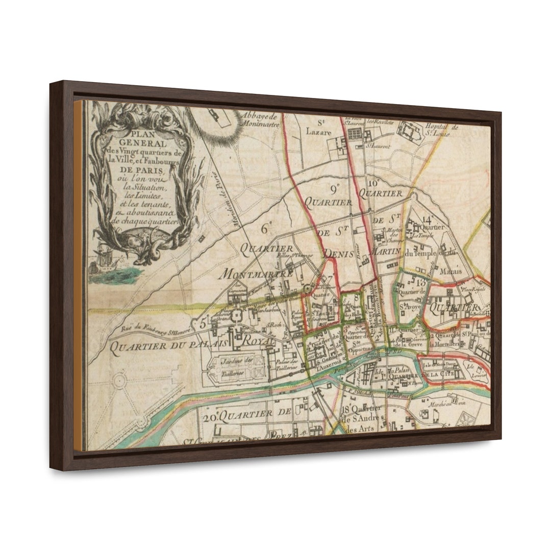 Paris Old City Map Gallery Canvas Wraps, Horizontal Frame - Etsy