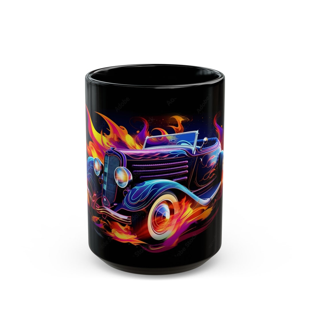 Hot Rod Coffee Mug, Car Lover Gift, Black Ceramic Mug - Etsy