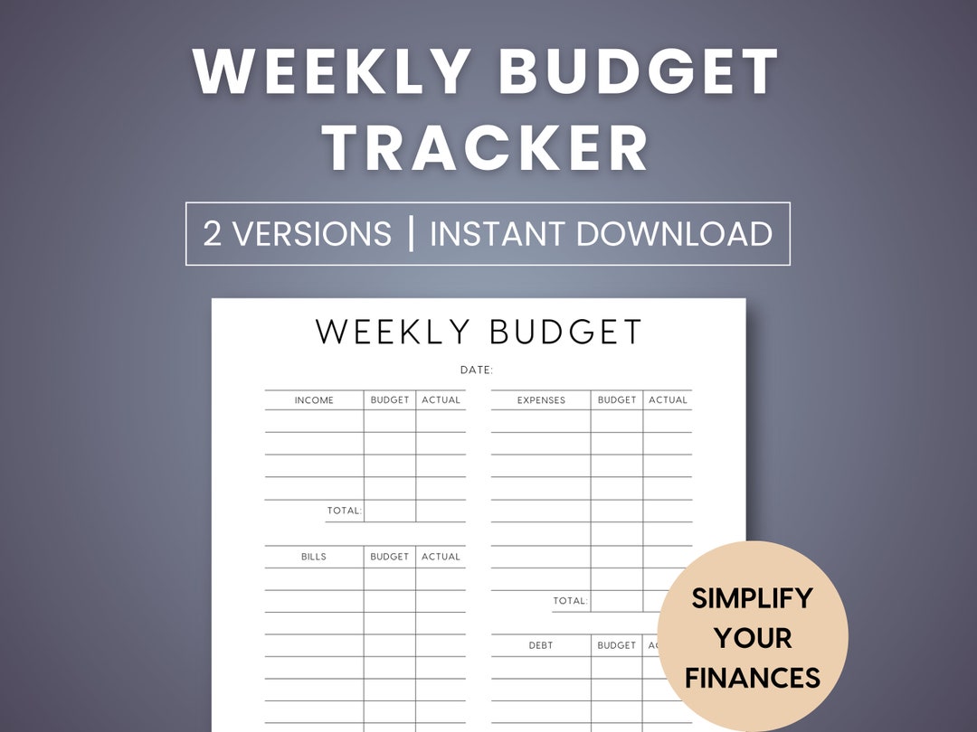 Weekly Budget Tracker Planner Printable Digital Download A4 A5 Letter ...