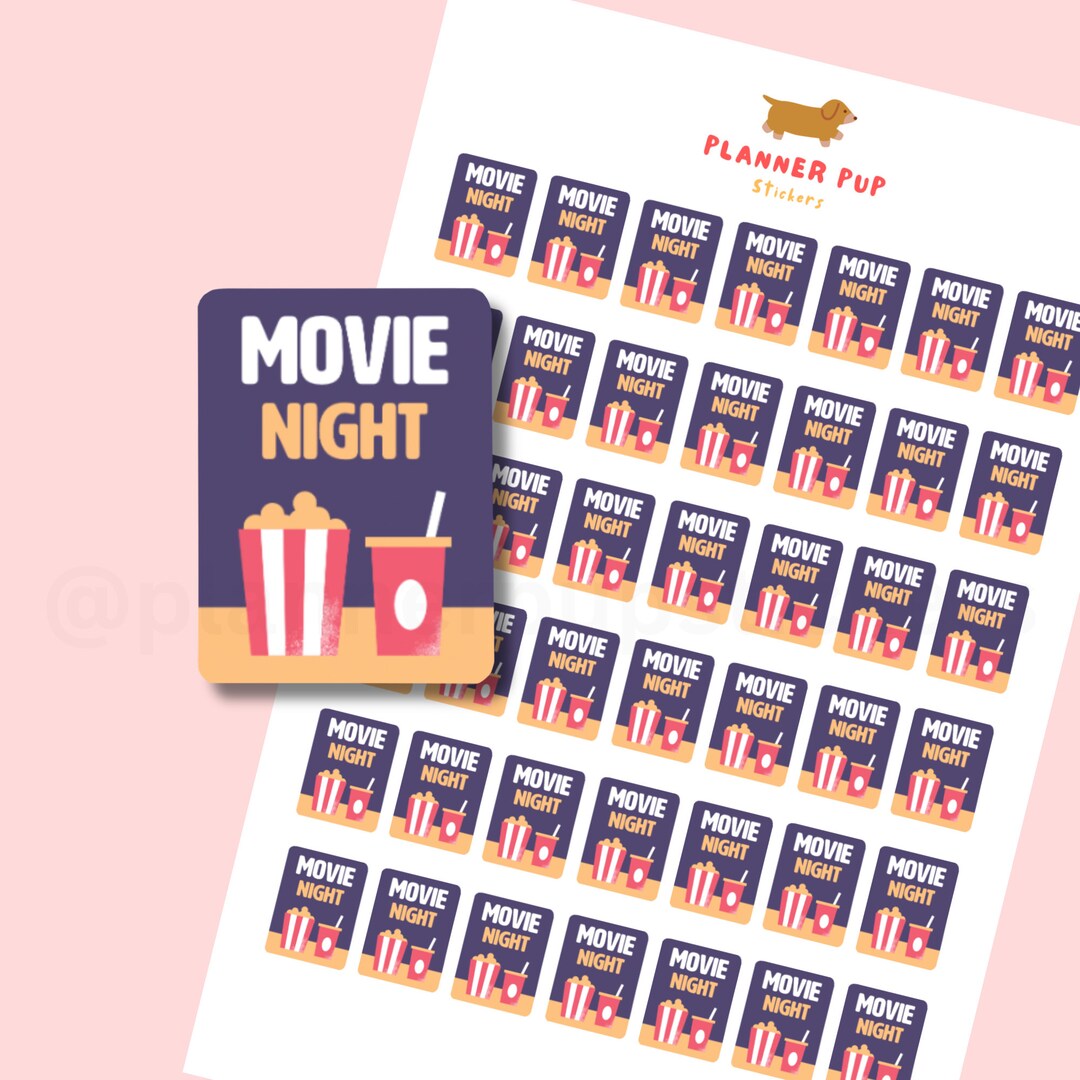 Movie Night Planner Stickers | Date Night Stickers | Calendar Stickers ...
