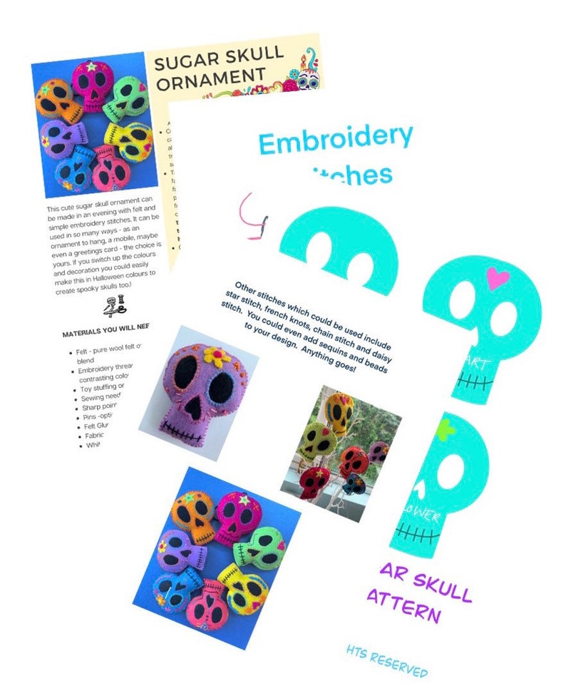 Felt Sugar Skull Ornament Pattern and Tutorial - Etsy