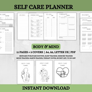 Printable Self Care Journal | Self Care Planner | Mood Tracker | Habit ...