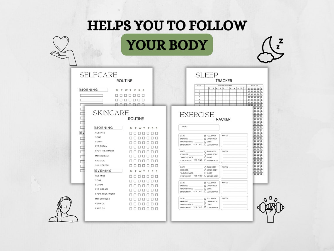 Printable Self Care Journal | Self Care Planner | Mood Tracker | Habit ...