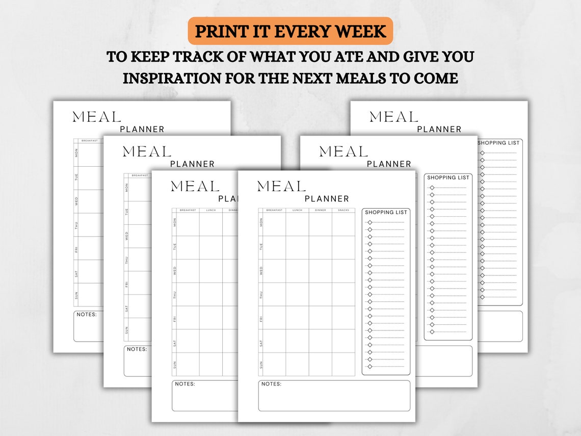 Printable Weekly Meal Planner | Grocery List | 7 Days Menu Plan | Food ...