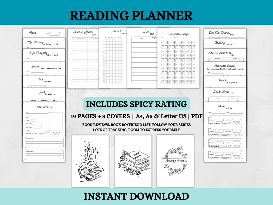 Printable Reading Planner Reading Journal Reading Tracker Reading ...