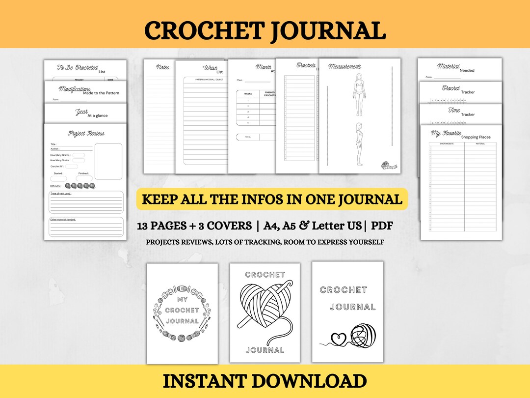 Printable Crochet Journal | Crochet Planner | Crochet Tracker | Instant ...