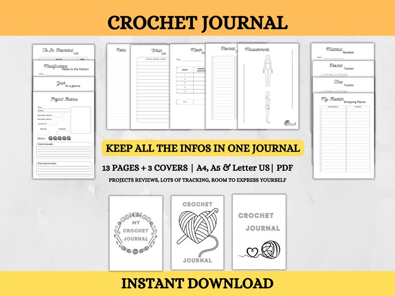 Printable Crochet Journal | Crochet Planner | Crochet Tracker | Instant ...