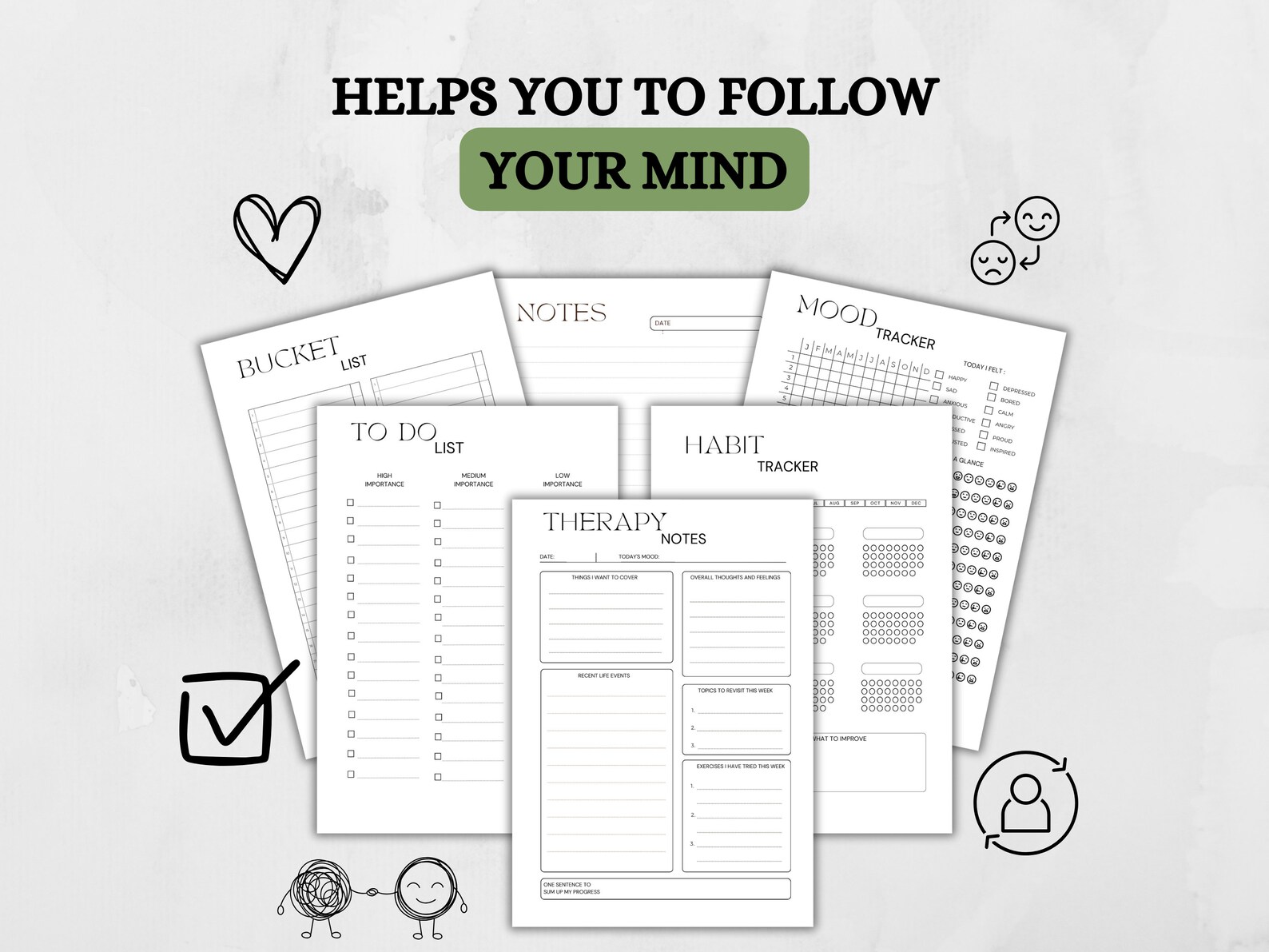 Printable Self Care Journal | Self Care Planner | Mood Tracker | Habit ...