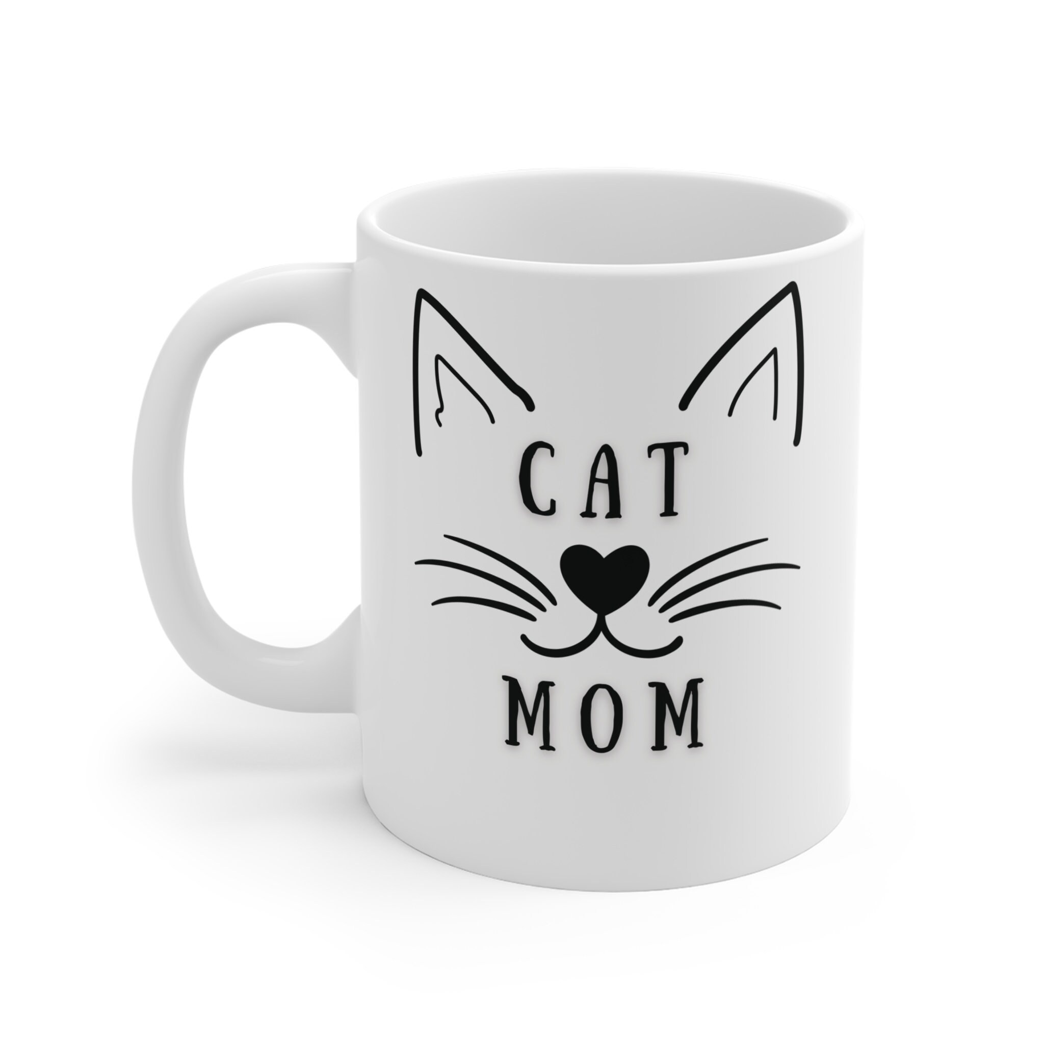 Cat Mom Love Heart Mug Dual-sided Adorable Kitty Design for the Proud ...