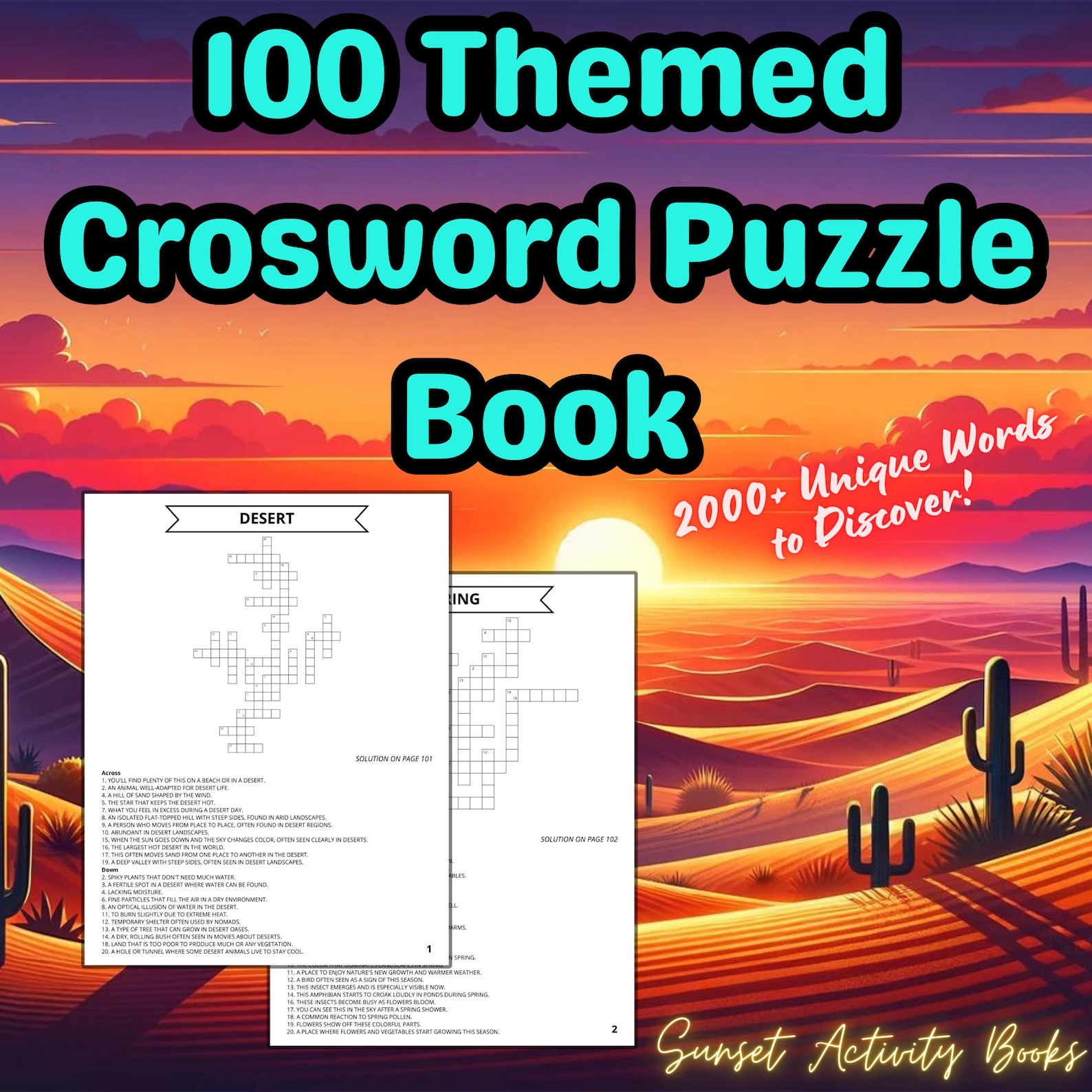 100-themed Crossword Puzzle Book: Printable, Fun & Relaxing Crosswords ...