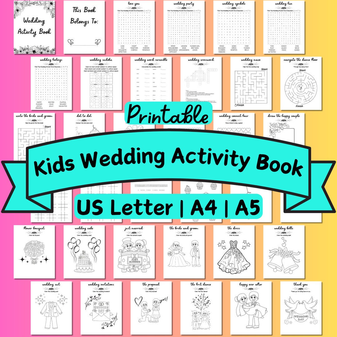 Printable Kids Wedding Activity Book: Wedding Party Games & Favors - Etsy