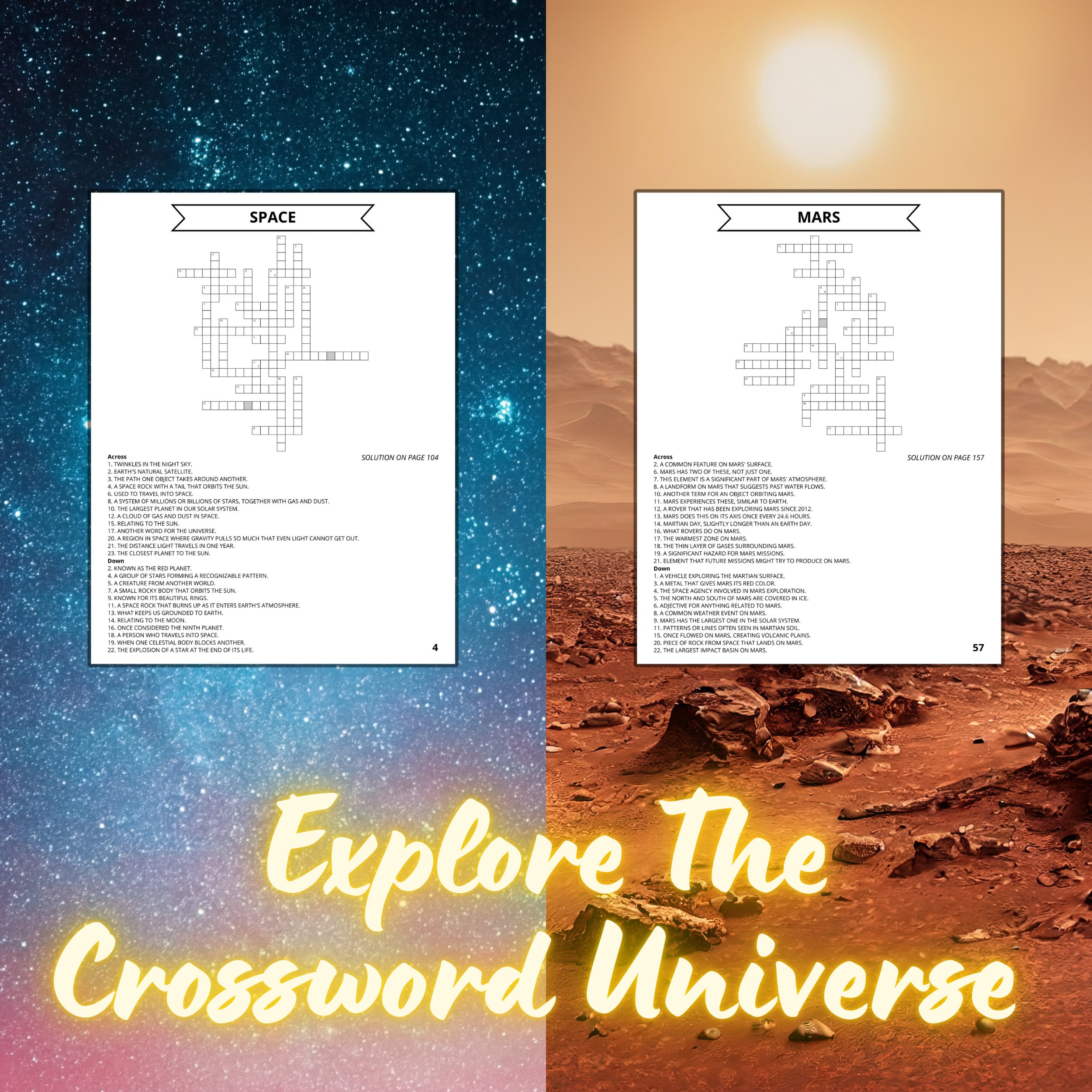 100-themed Crossword Puzzle Book: Printable, Fun & Relaxing Crosswords ...