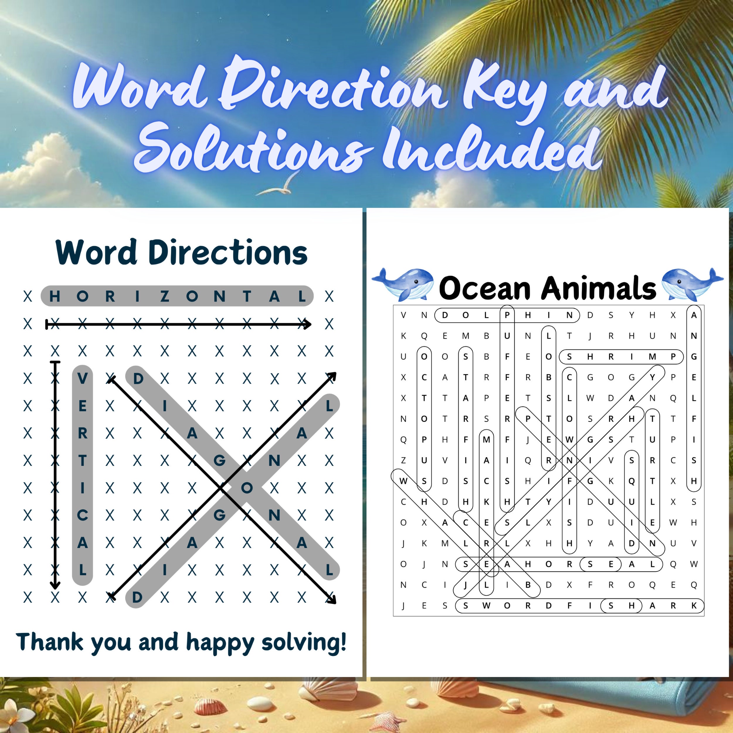 Ocean Themed Word Search Collection: Printable Word Search Puzzles - Etsy
