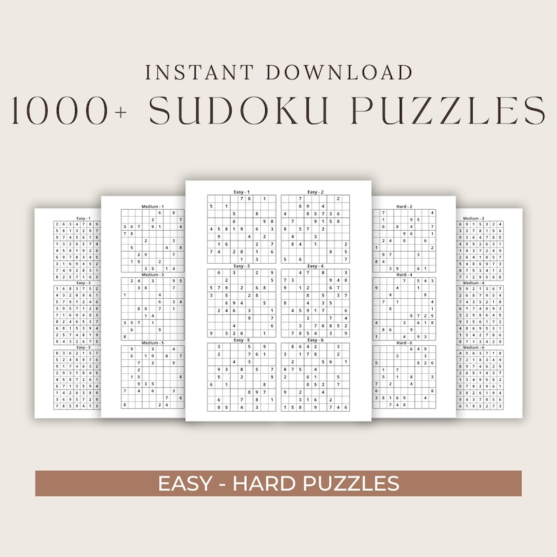 1000+ Printable Sudoku Puzzle Book: Easy-hard Sudoku Games Collection ...