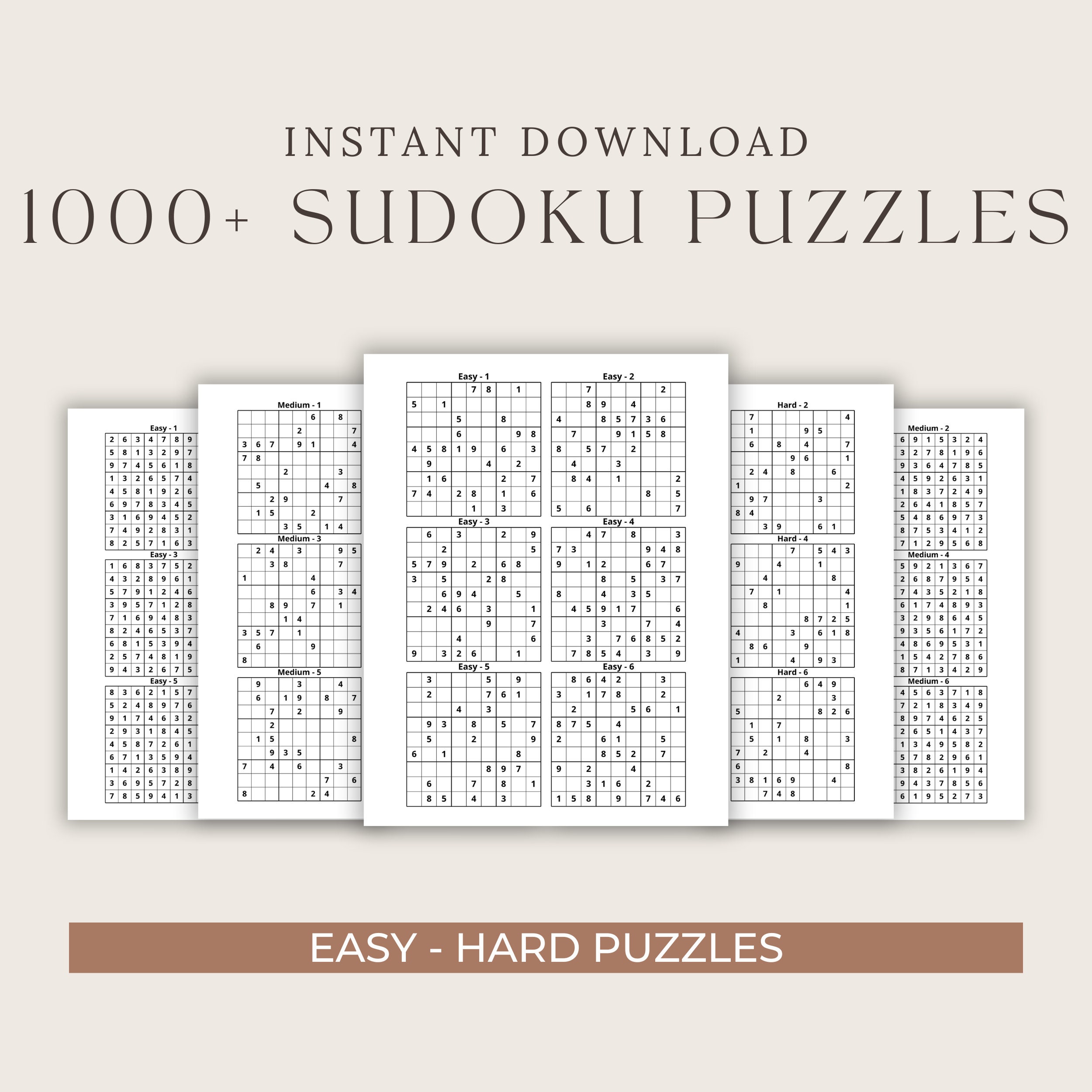 1000+ Printable Sudoku Puzzle Book: Easy-hard Sudoku Games Collection ...