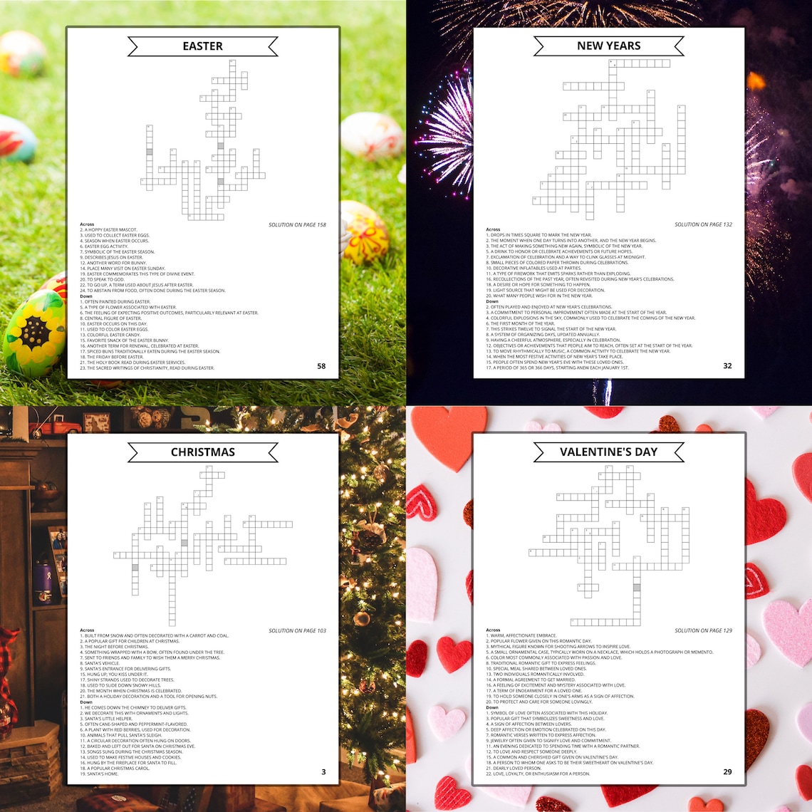 100 Themed Crossword Puzzle Book, Printable, Fun and Relaxing Crossword ...