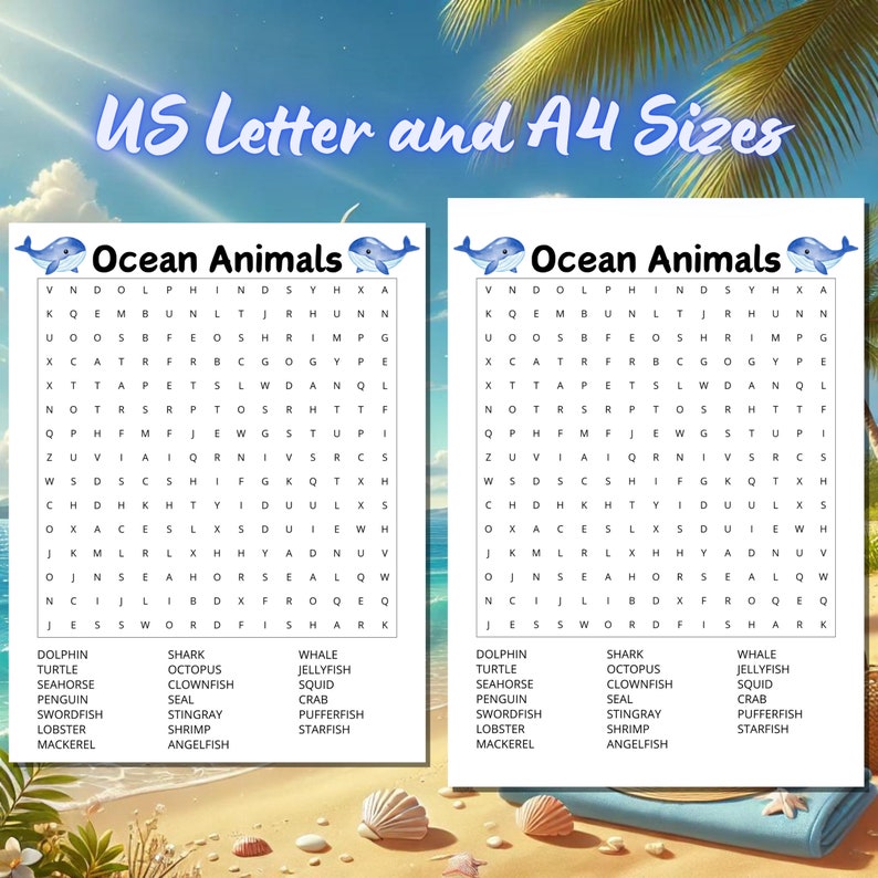 Ocean Themed Word Search Collection: Printable Word Search Puzzles - Etsy