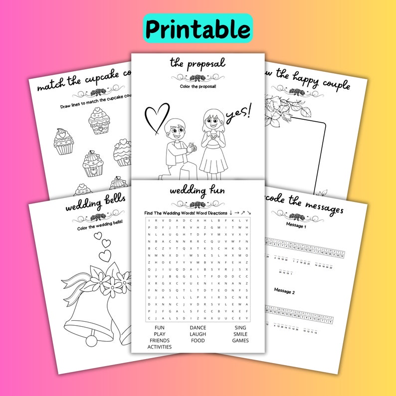 Printable Kids Wedding Activity Book: Wedding Party Games & Favors - Etsy