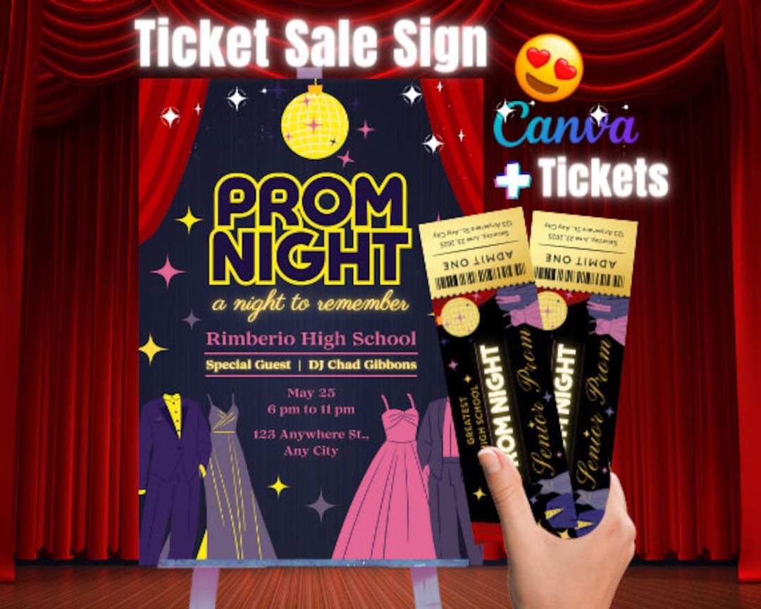 Disco Prom School Dance Ticket Sale Editable Template, Homecoming 80's ...