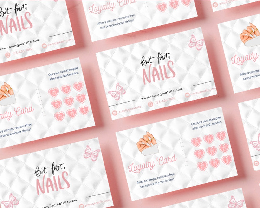 Nail Business Cards, ADD YOUR LOGO, Canva Template Design, Nail Tech ...