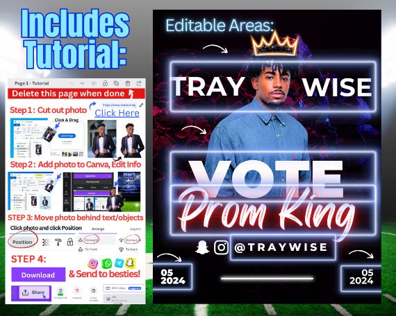 Vote Prom King Flyer, Editable Football Sports Campaign, Election ...