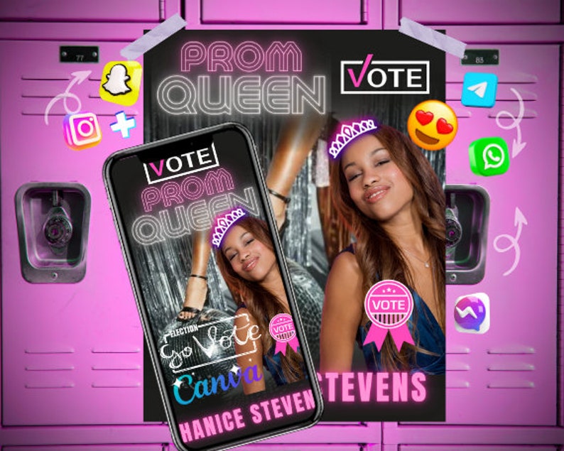 Vote Prom Queen Flyer, Includes Printable File + Animated Social Media ...