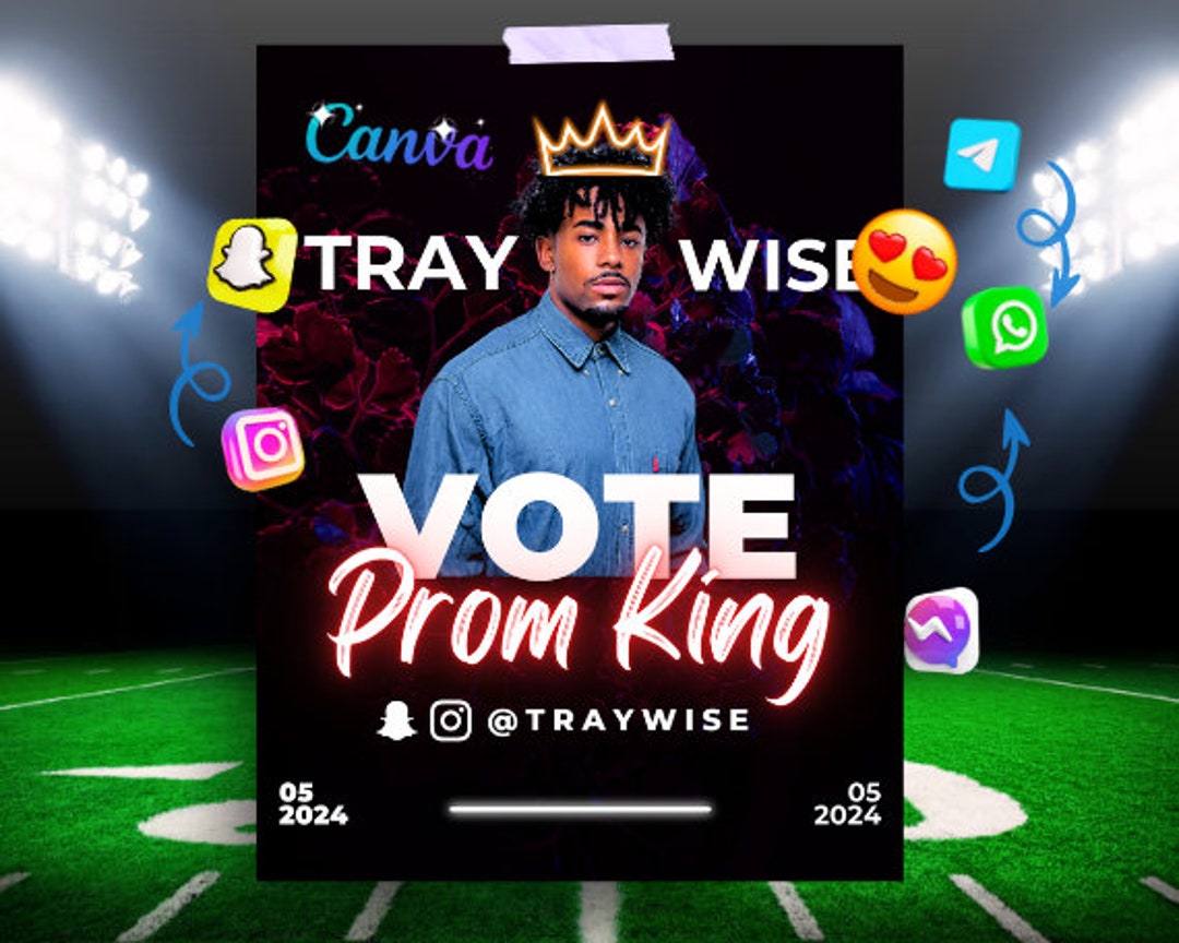 Vote Prom King Flyer, Editable Football Sports Campaign, Election ...