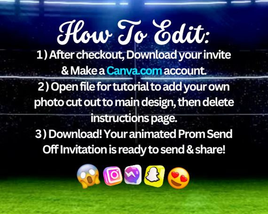 Editable Prom Send off Invitation, Instant Download Canva Template ...