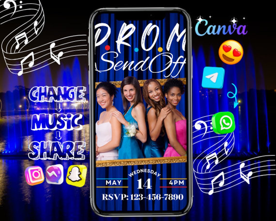 Friends Prom Send off Invitation, Editable Instant Download Canva ...