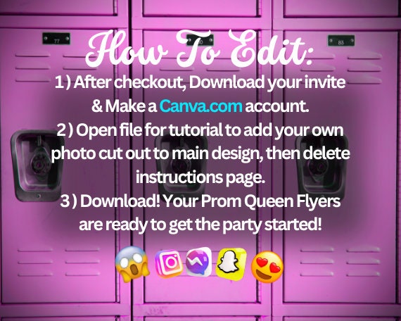 Vote Prom Queen Flyer, Instant Download Canva, Election Poster, Neon ...