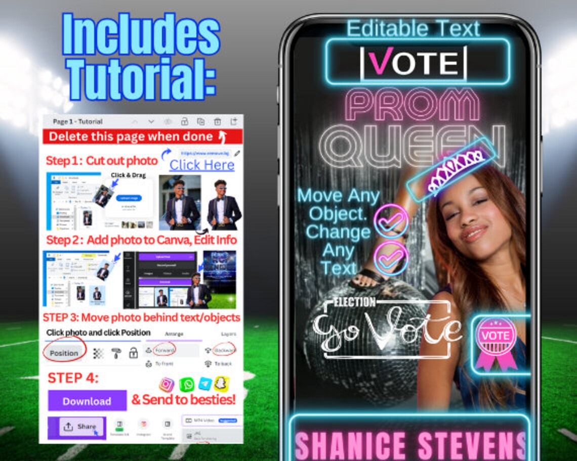 Vote Prom Queen Flyer, Includes Printable File + Animated Social Media ...