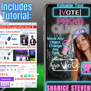 Vote Prom Queen Flyer, Includes Printable File + Animated Social Media ...