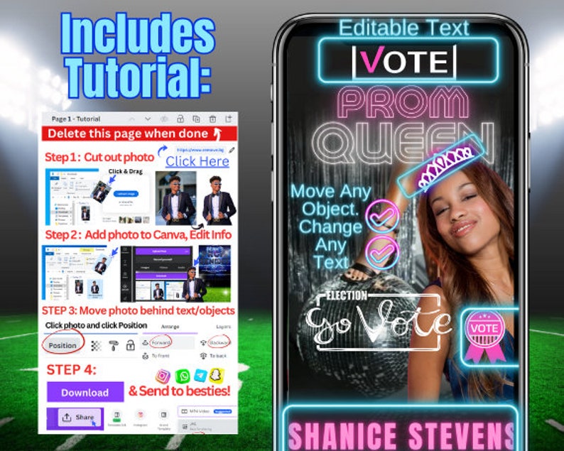 Vote Prom Queen Flyer, Includes Printable File + Animated Social Media ...