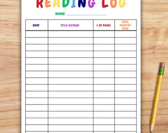 Printable Kids Reading Log | Homeschool Tracker (PDF) - Etsy