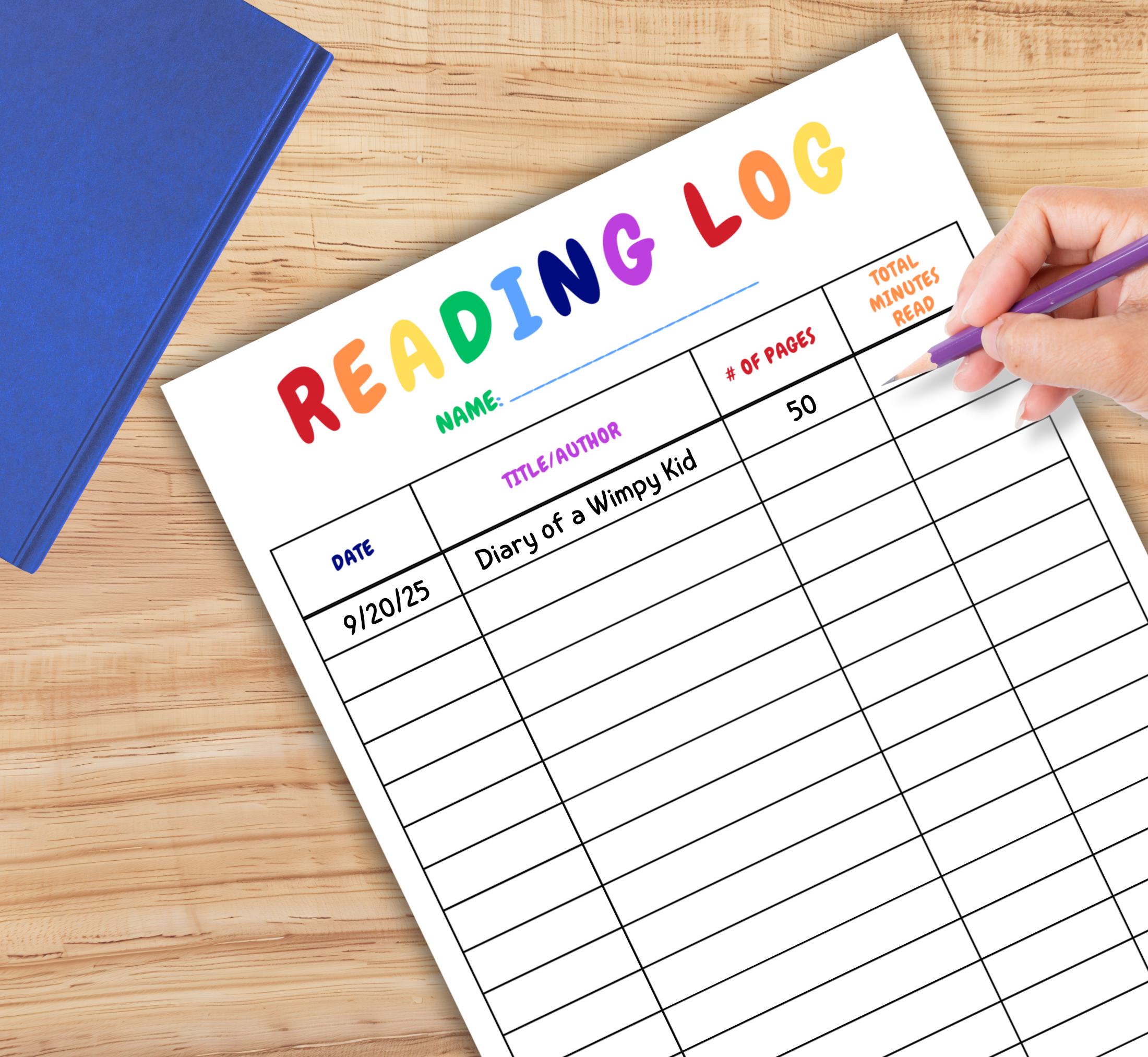 Printable Kids Reading Log, Homeschool Tracker (PDF) - Etsy