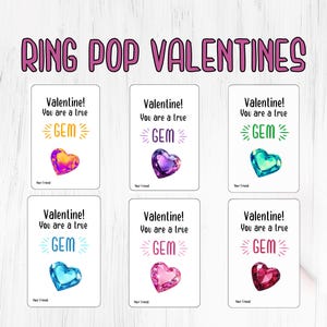 Printable Valentine Cards, Ring Pop Valentine Cards, Printable ...