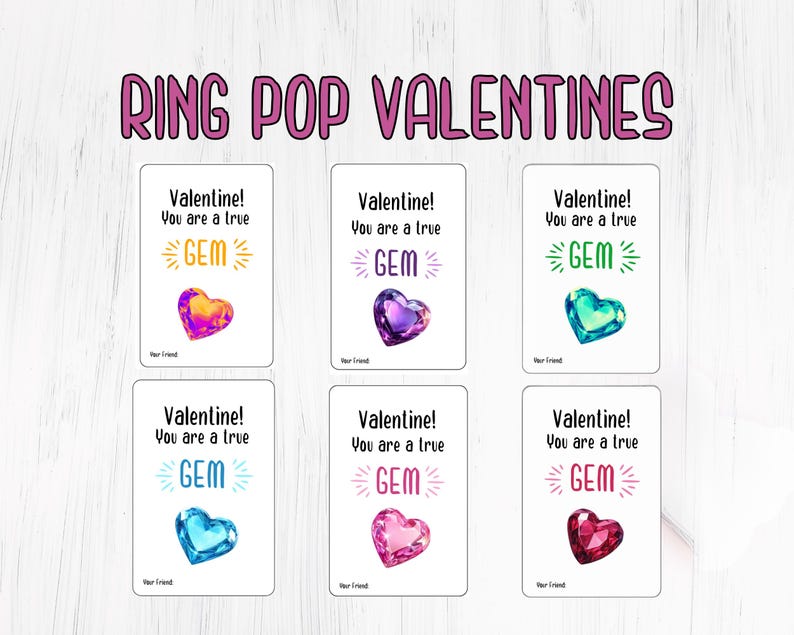 Printable Valentine Cards, Ring Pop Valentine Cards, Printable ...