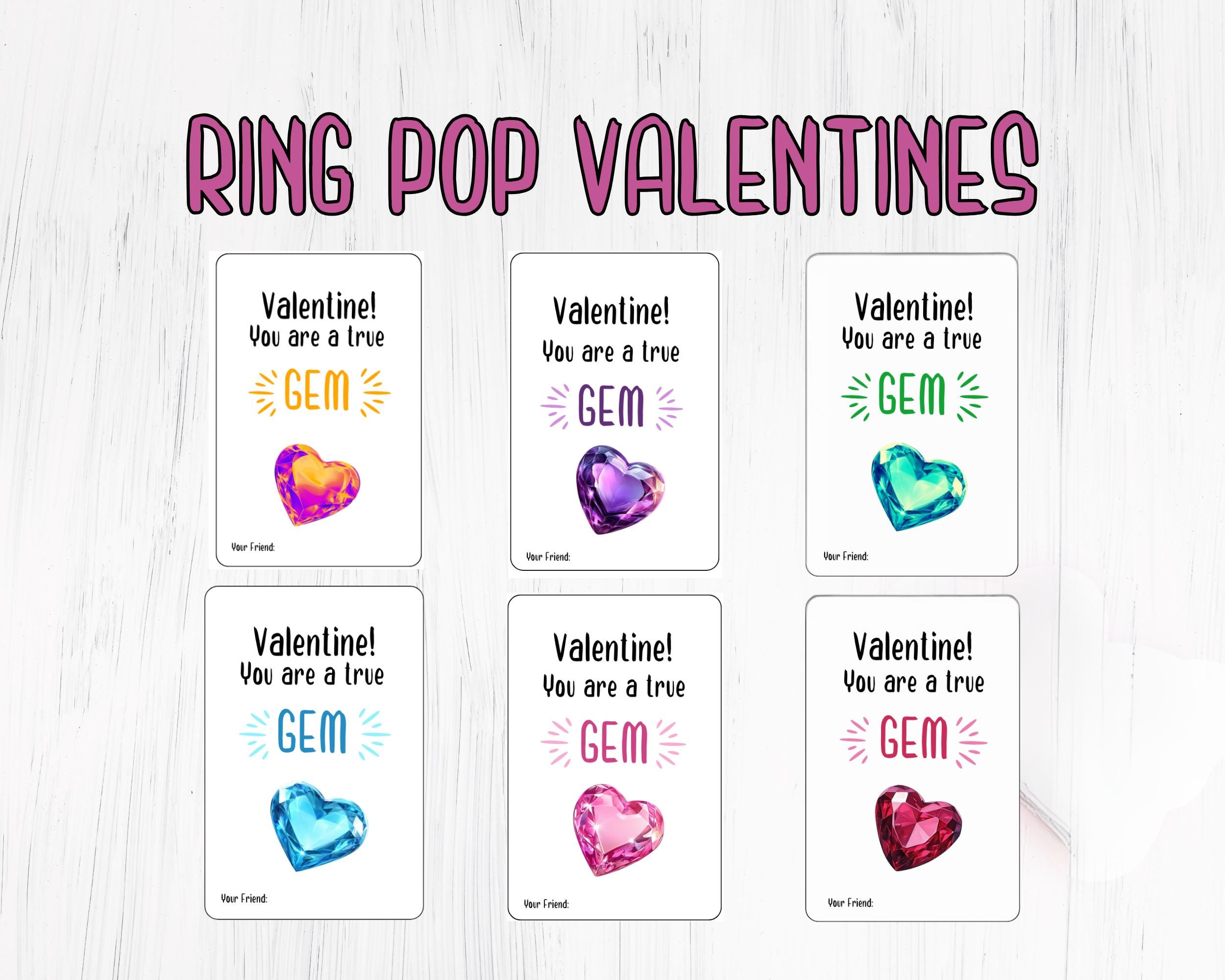 Printable Valentine Cards, Ring Pop Valentine Cards, Printable ...