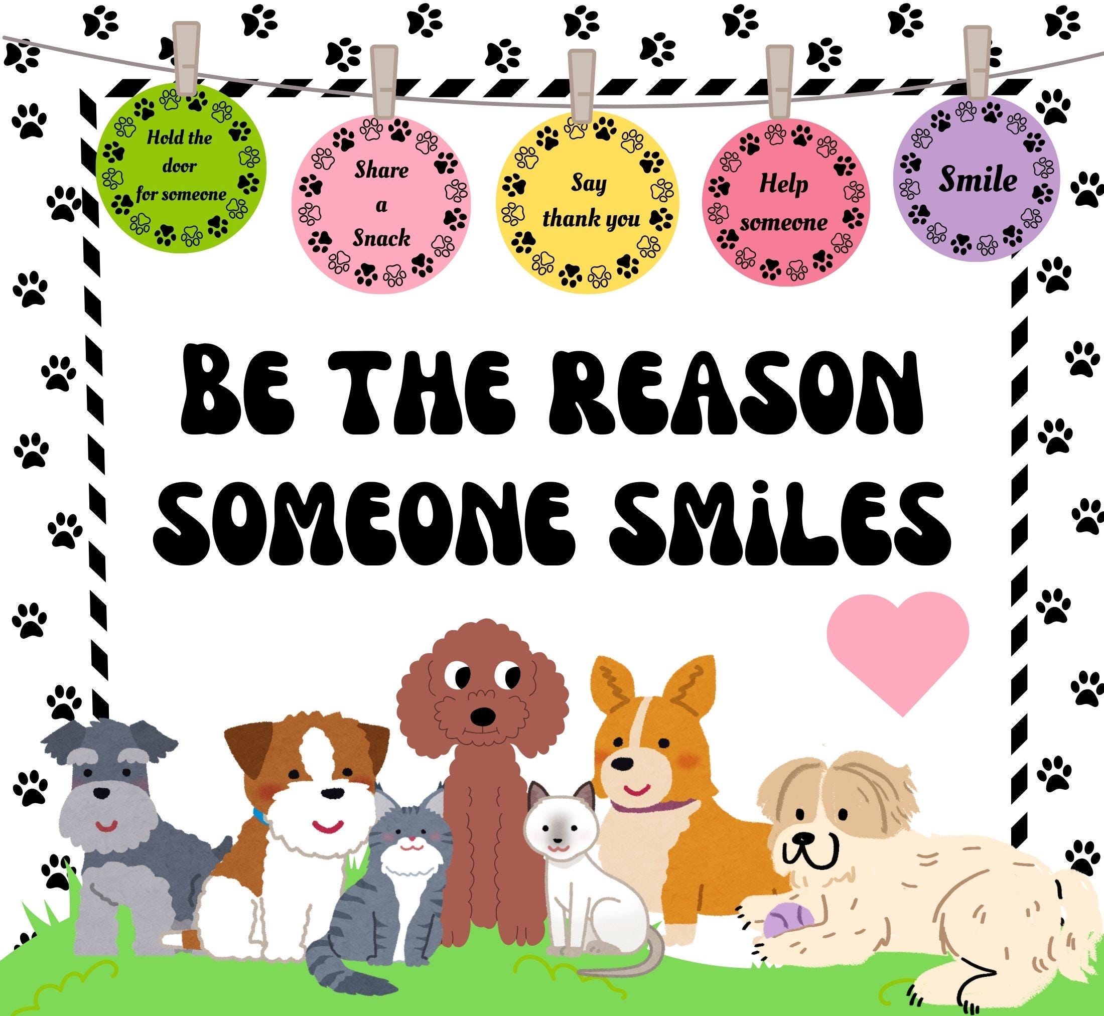 School Bulletin Board Kit - Pawsome Class , Be Kind & Make Someone ...