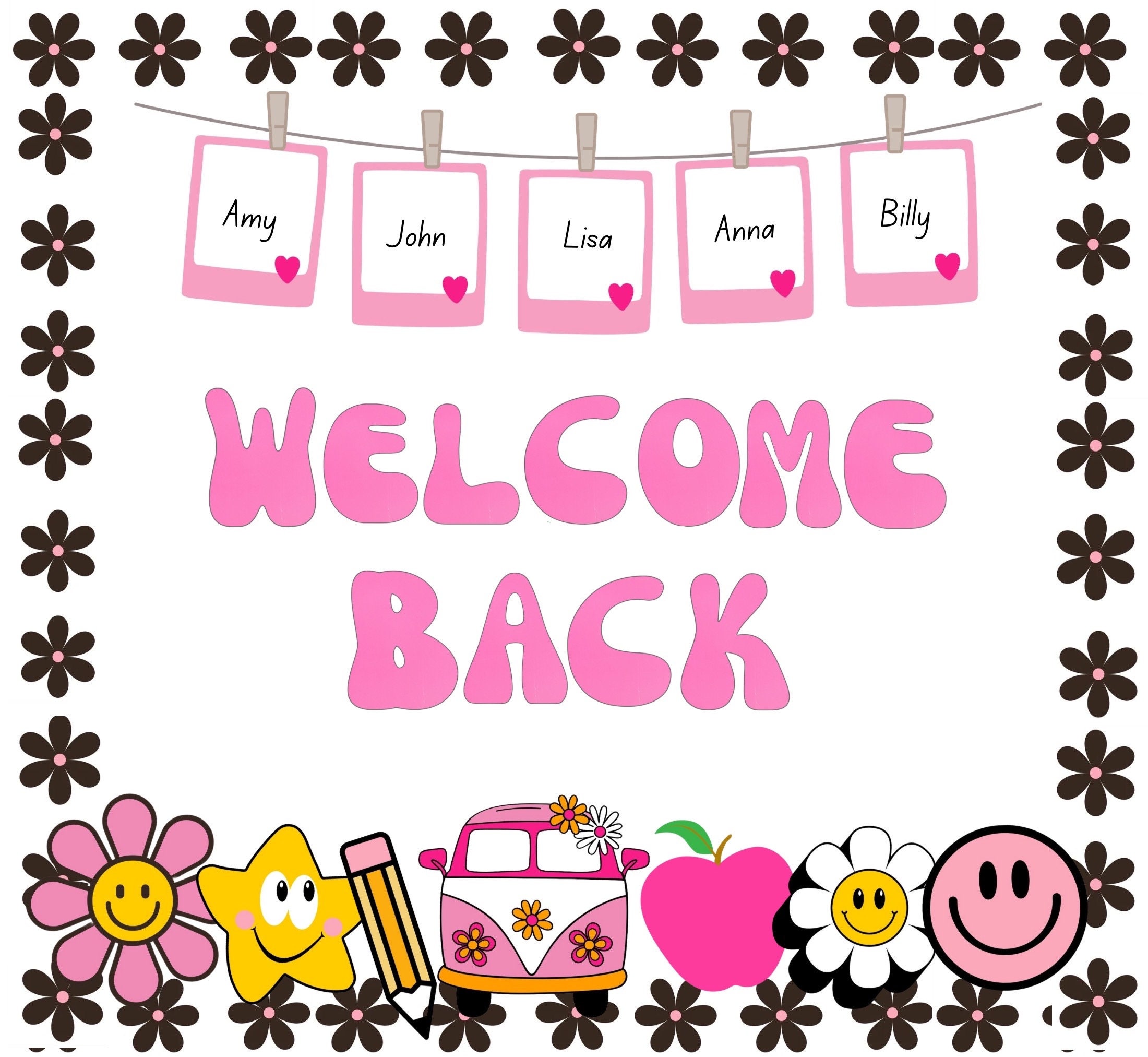 Groovy Retro Back to School Bulletin Board Kit “welcome Back” - Etsy