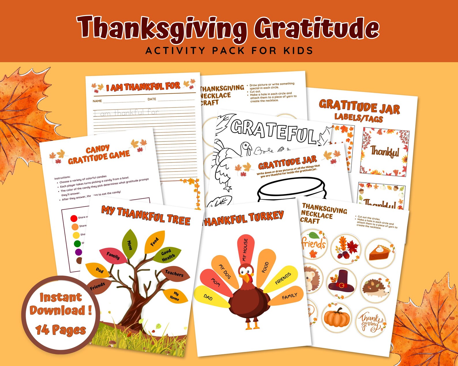 Thanksgiving Gratitude Activity Pack for Kids, Build A Turkey ...