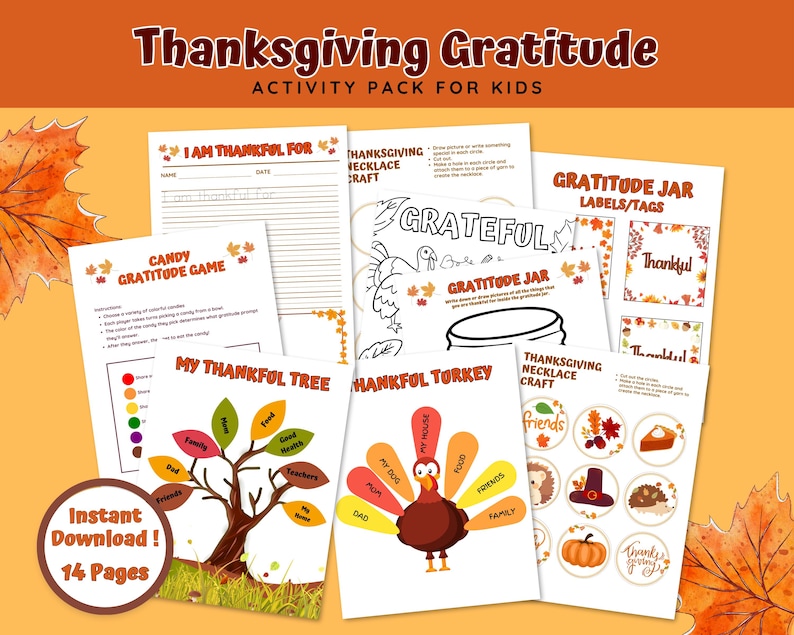 Thanksgiving Gratitude Activity Pack for Kids, Build A Turkey ...