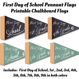 First Day of School Pennant Flag Chalkboard Printable Back to School ...