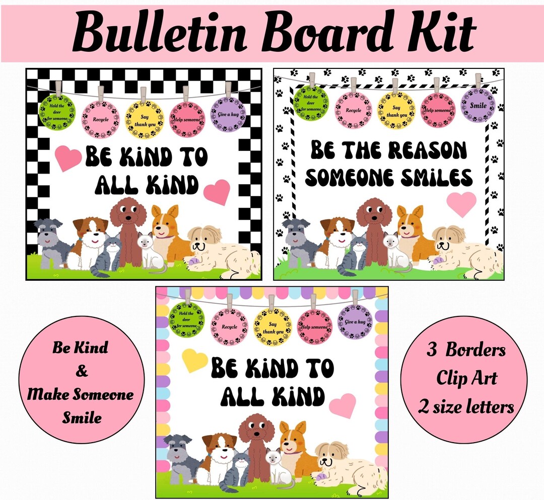 Inspirational School Bulletin Board Kit Be Kind & Make Someone Smile ...