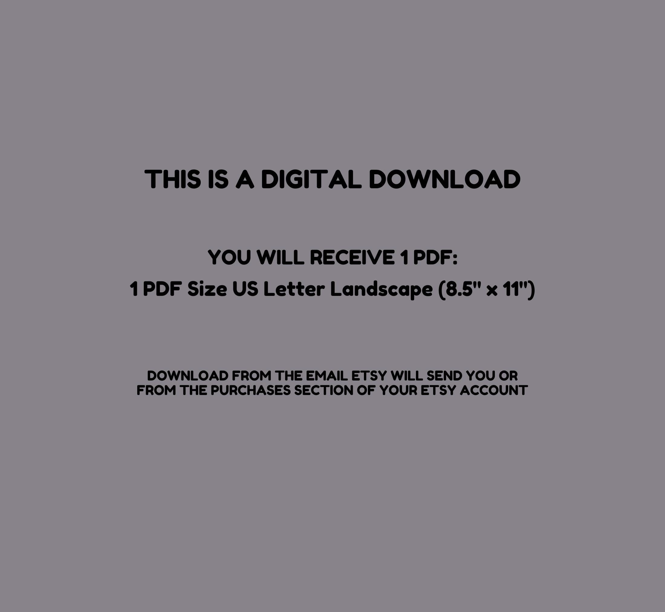 Mileage Log Letter Size Landscape - Instant Download PDF and Template ...