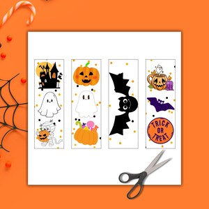 Printable Halloween Bookmarks - Set of 4 Colorful Bookmarks - Spooky ...