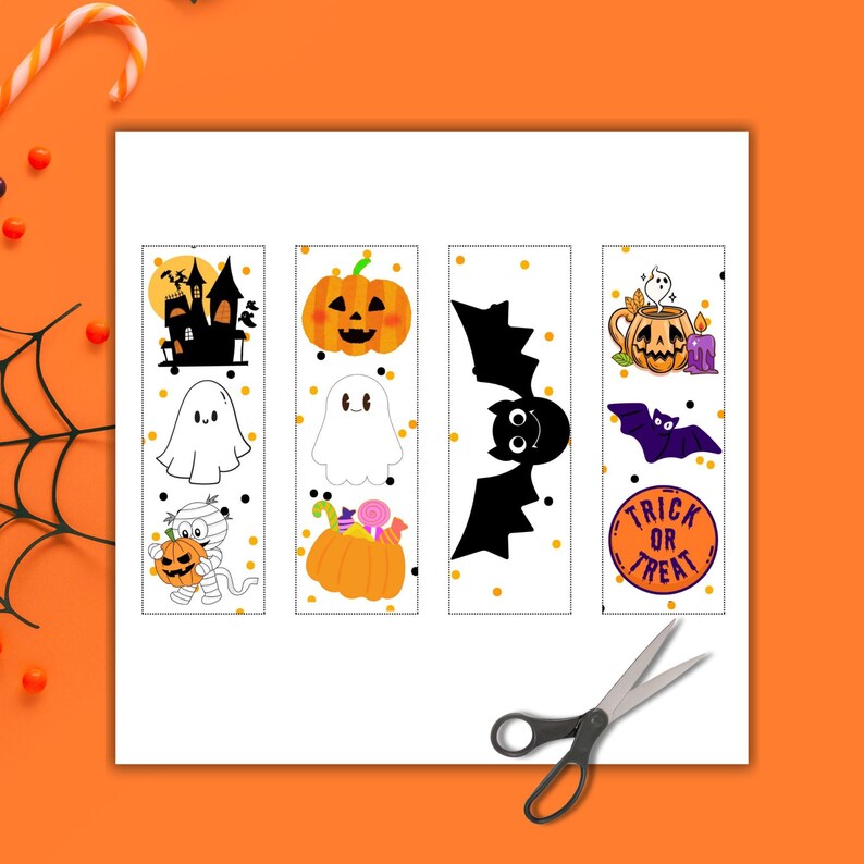 Printable Halloween Bookmarks - Set of 4 Colorful Bookmarks - Spooky ...