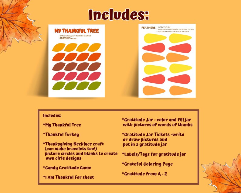 Thanksgiving Gratitude Activity Pack, Kids Turkey Game (digital ...